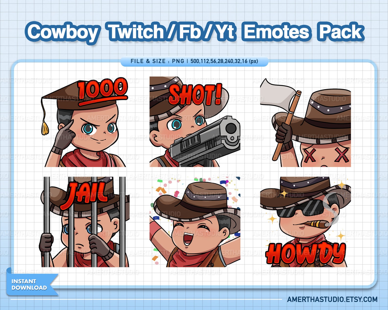 Cowboy Emotes Pack | Streamer Emote | Discord Emotes | Youtube Emotes ...