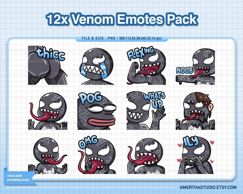 12x Venom Twitch Emotes | Streamer Emote | Discord Emotes | Youtube ...