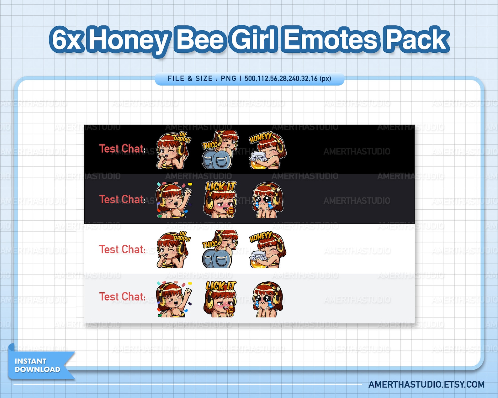 6x Honey Bee Girl Emotes Pack | Twitch Emote | Streamer Emote | Discord ...