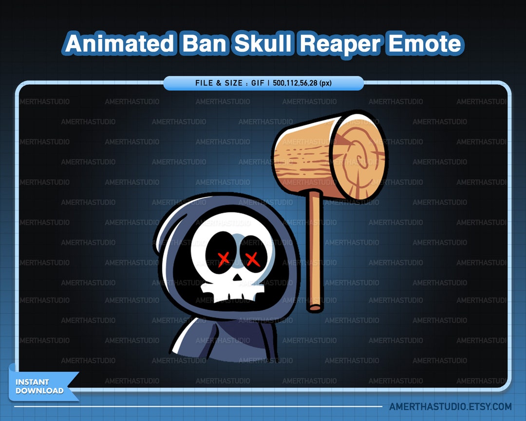 Animated Emote BAN Skull Reaper | Twitch Emote | Streamer Emote ...