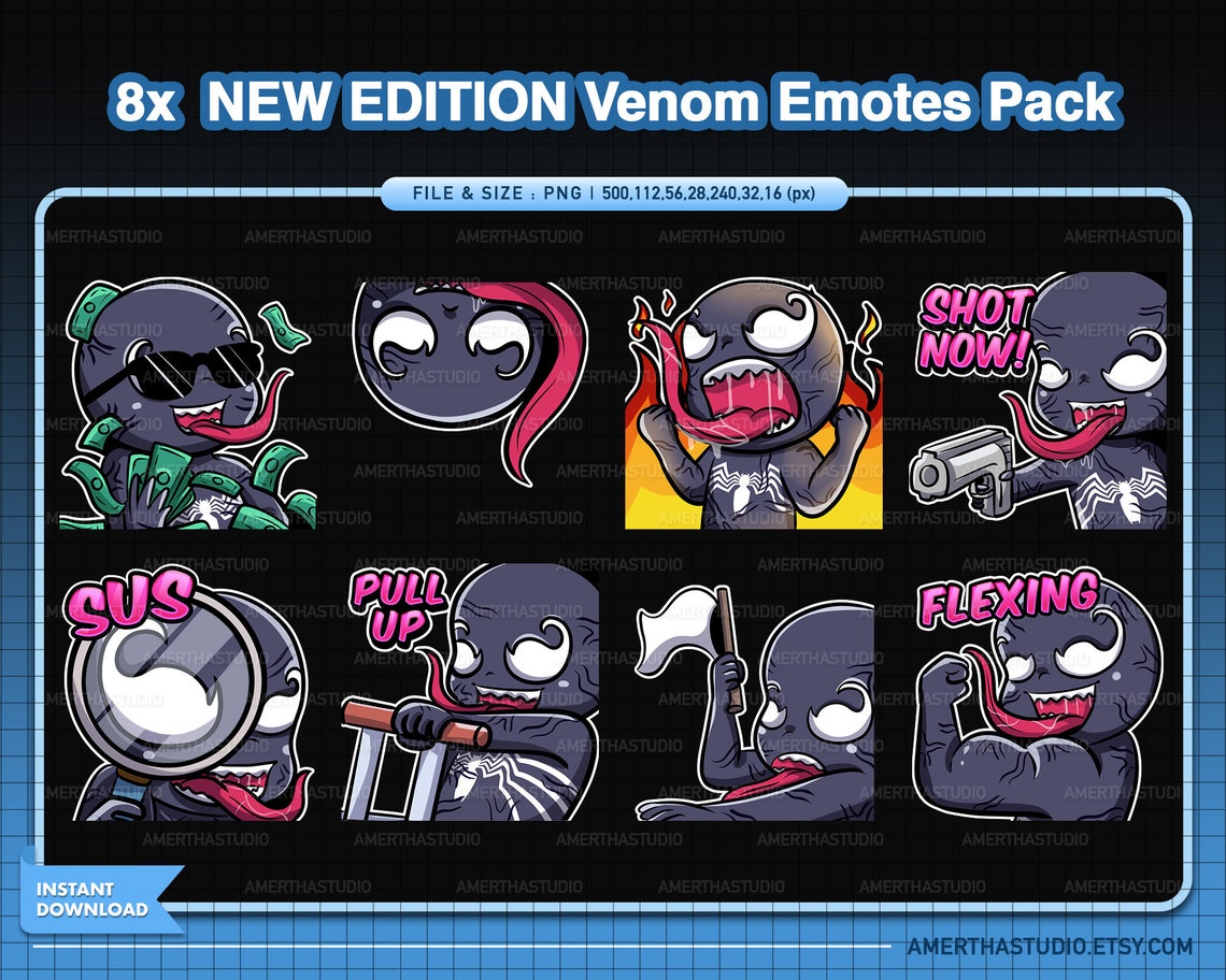 10x NEW EDITION Venom Twitch Emotes Pack Kawaii Emotes Facebook Emotes ...
