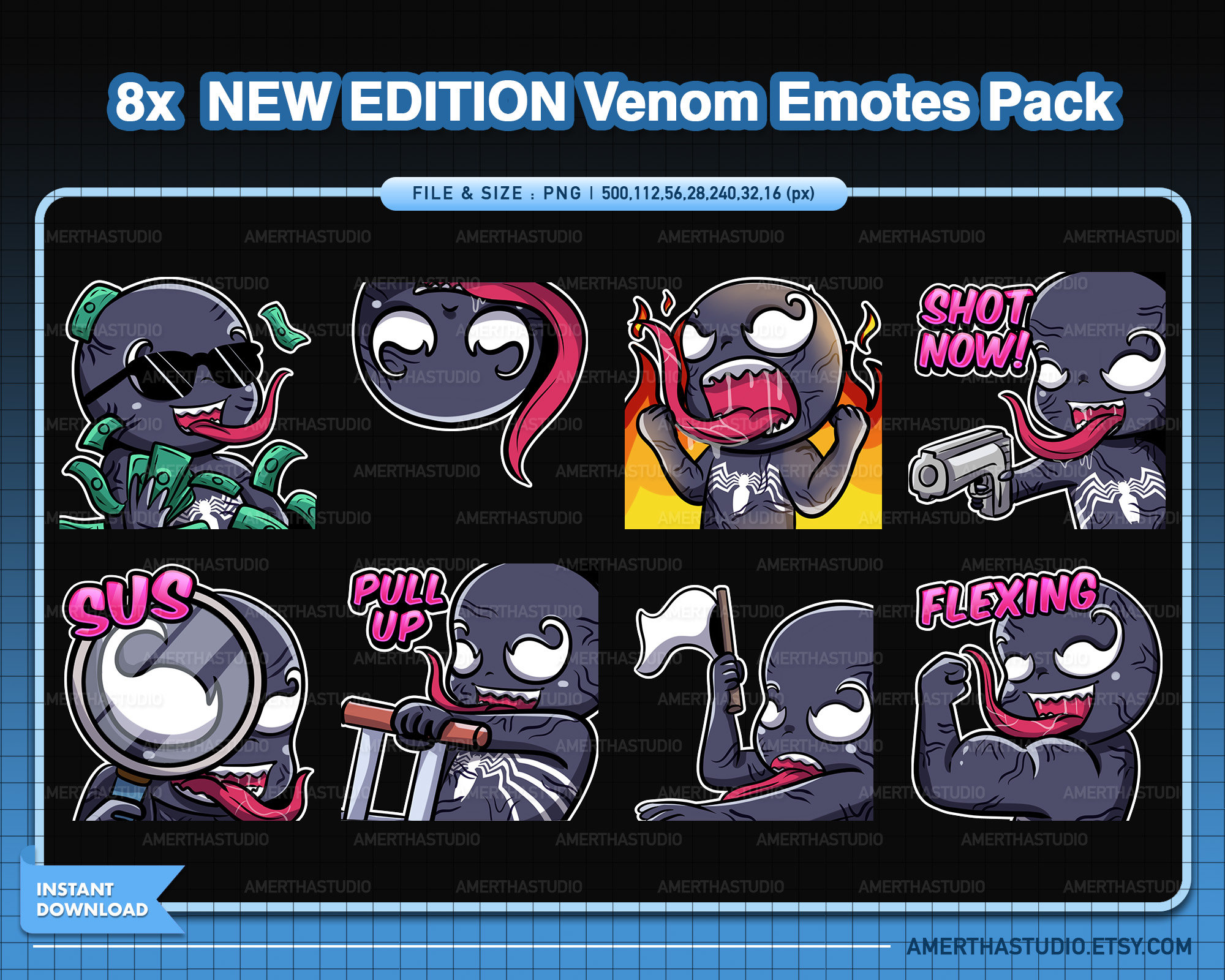 10x NEW EDITION Venom Twitch Emotes Pack Kawaii Emotes Facebook Emotes ...