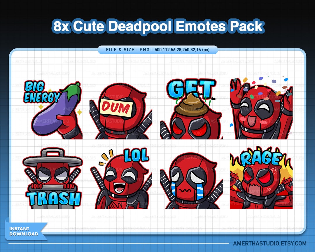 8x Deadpool Streamer Emotes Pack | Kawaii Emotes | Cute Emotes | Twitch ...