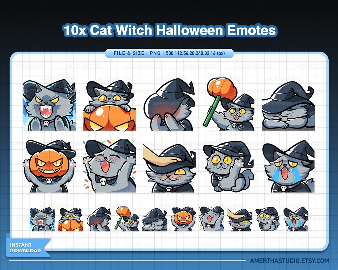 10x Cat Witcher Halloween Streamer Emotes Pack | Cute Emotes | Twitch ...