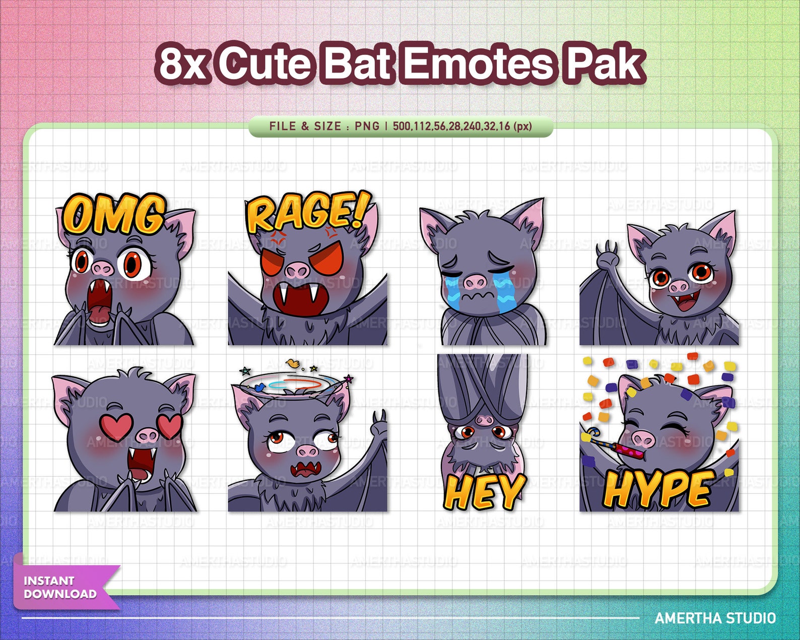 8x Cute Bat Twitch Emotes | Twitch Emote | Astronaut | Streamer Emote ...
