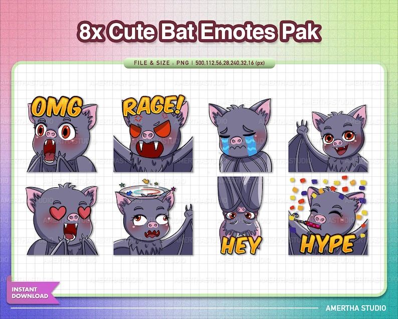 8x Cute Bat Twitch Emotes | Twitch Emote | Astronaut | Streamer Emote ...