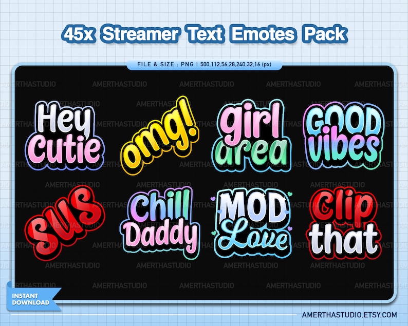 45x Cute Text Emotes Pack | Streamer Emote | Discord Emotes | Youtube ...