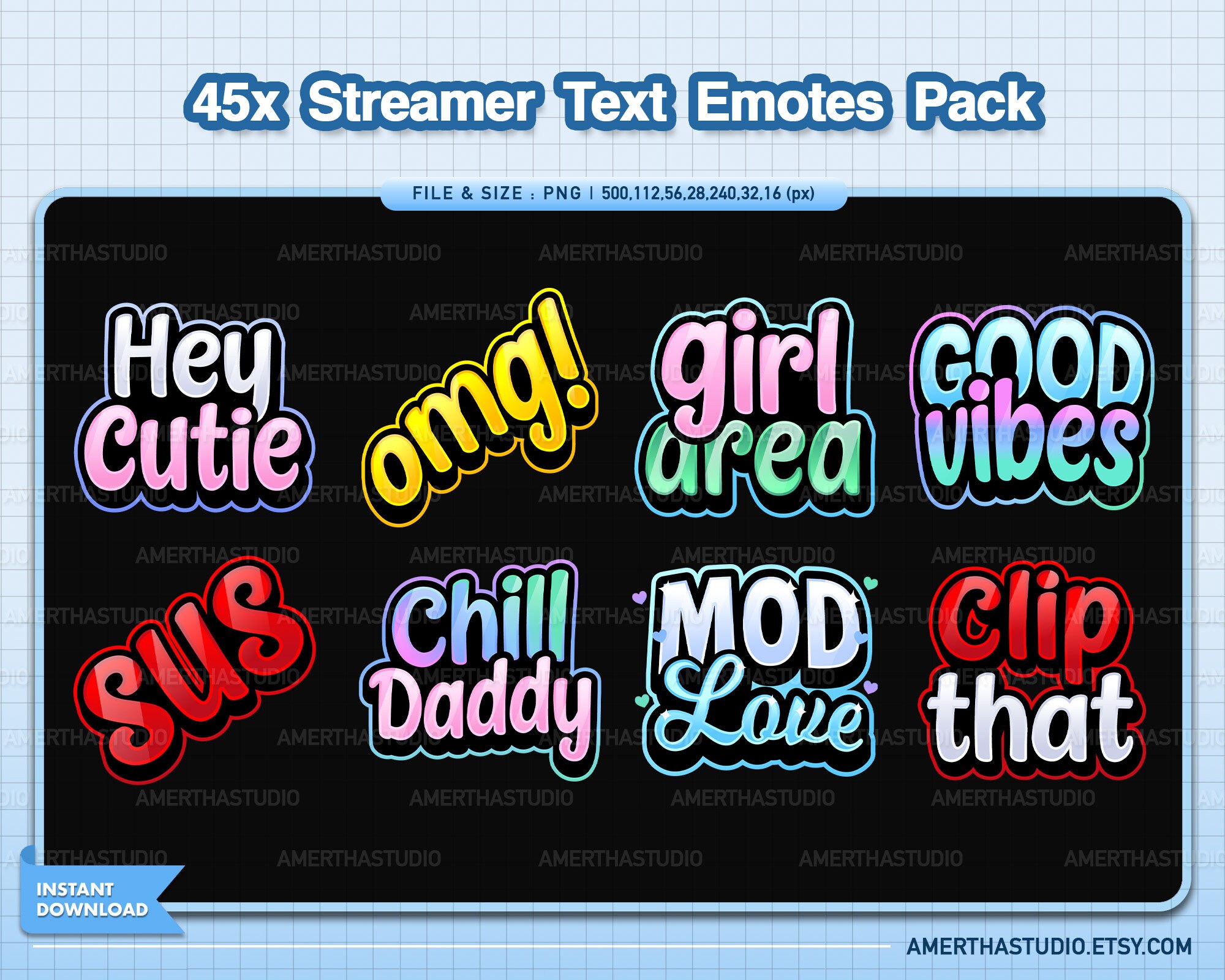45x Cute Text Emotes Pack | Streamer Emote | Discord Emotes | Youtube ...