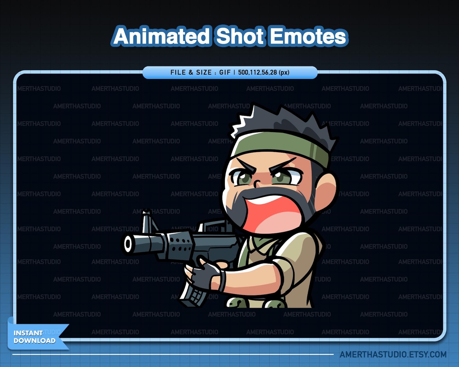 Animated Emotes Shot Frank Woods | Twitch Emote | Streamer Emote ...