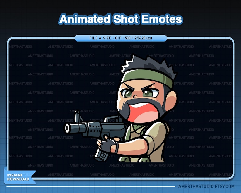 Animated Emotes Shot Frank Woods | Twitch Emote | Streamer Emote ...