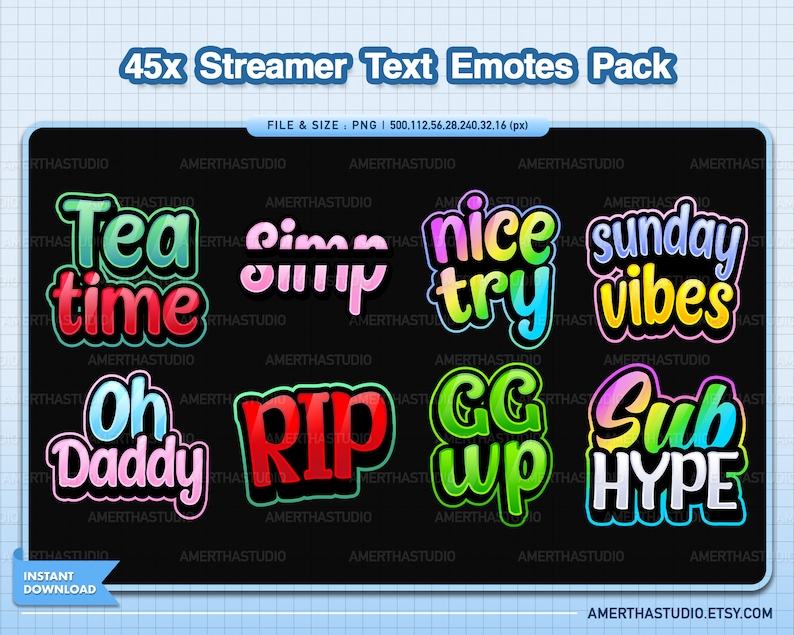 45x Cute Text Emotes Pack | Streamer Emote | Discord Emotes | Youtube ...
