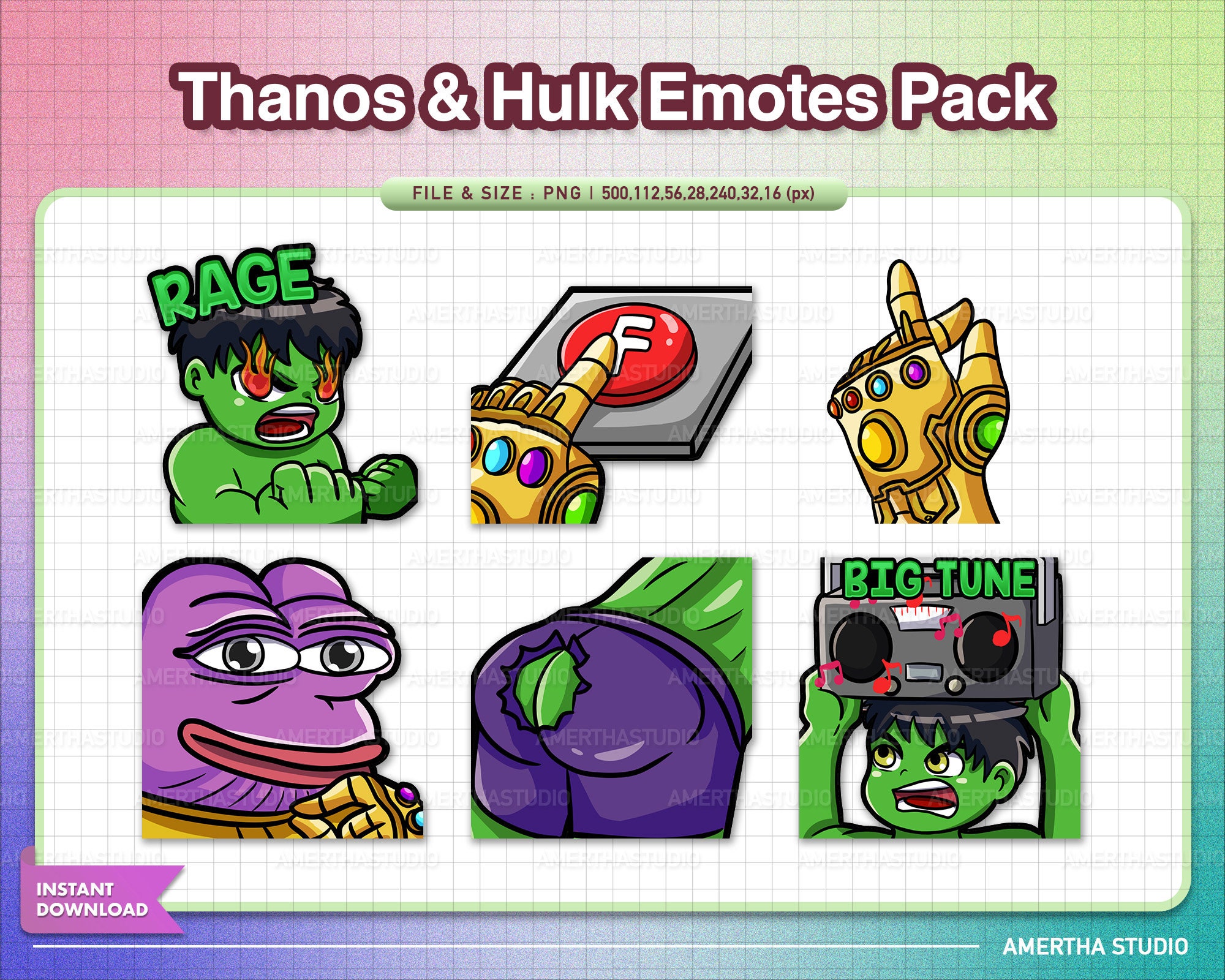 Thanos Hulk Twitch Emotes Pack | Youtube Emote | Streamer Emote ...