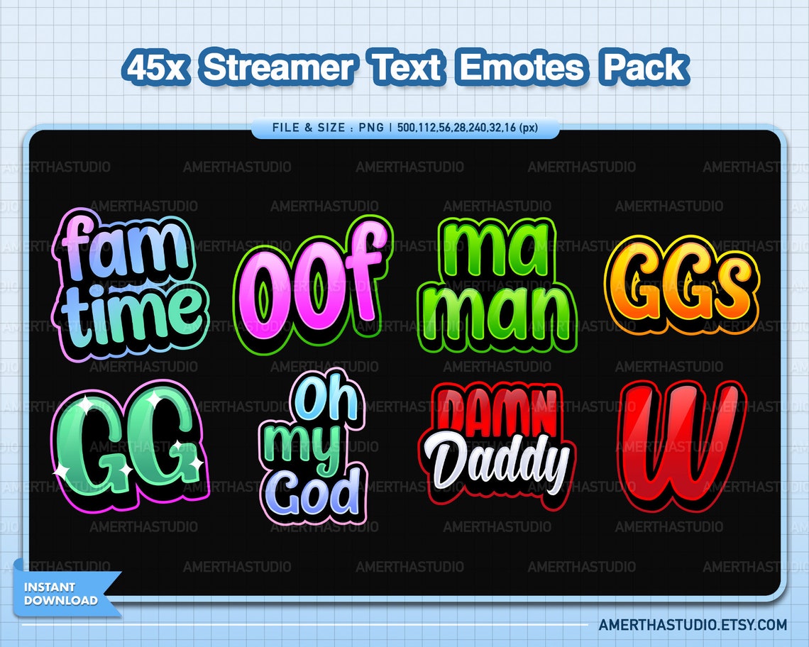 45x Cute Text Emotes Pack | Streamer Emote | Discord Emotes | Youtube ...