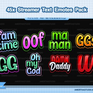 45x Cute Text Emotes Pack | Streamer Emote | Discord Emotes | Youtube ...