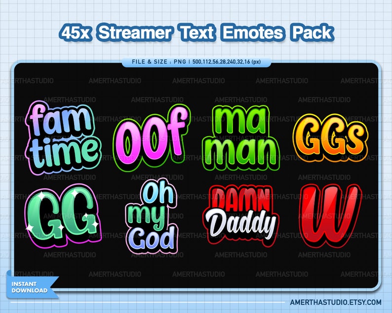 45x Cute Text Emotes Pack | Streamer Emote | Discord Emotes | Youtube ...