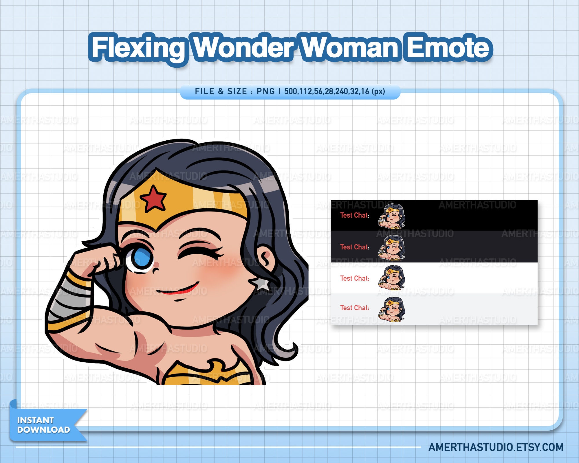Flexing Wonder Woman Cute Emote Streamer Emote Discord - Etsy