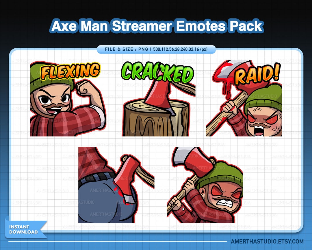 5x Axe/wood Man Streamer Emotes Pack | Kawaii Emotes | Facebook Emotes ...