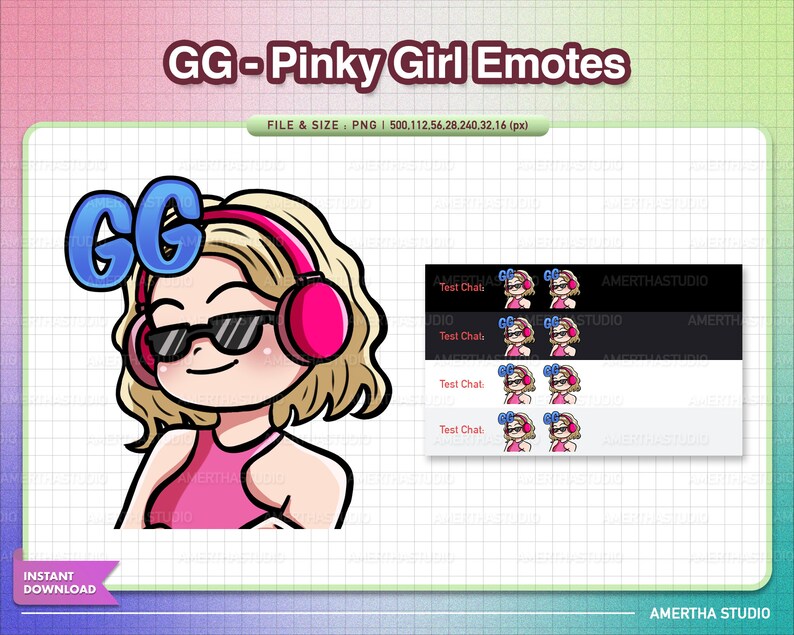 GG Pinky Girl Twitch Emote Kawaii Emotes Cute Emotes - Etsy