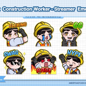 6x Construction Worker Twitch Emotes | Streamer Emote | Discord Emotes ...