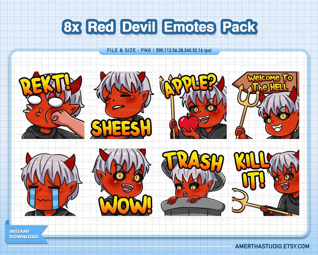 8x Red Devil Streamer Emotes Pack | Kawaii Emotes | Facebook Emotes ...