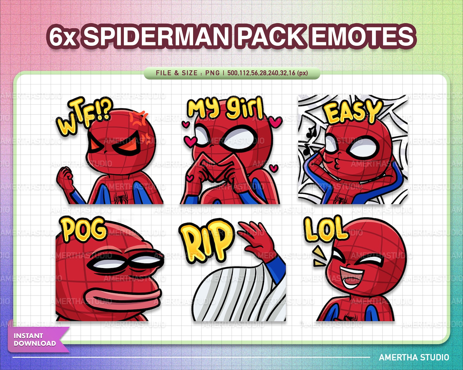 6x Spiderman Twitch Emotes Pack 1 | Kawaii Emotes | Cute Emotes ...