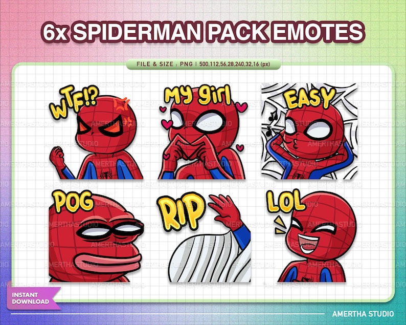 6x Spiderman Twitch Emotes Pack 1 | Kawaii Emotes | Cute Emotes ...