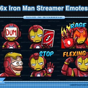 6x Iron Man Streamer Emotes Pack | Kawaii Emotes | Cute Emotes | Twitch ...