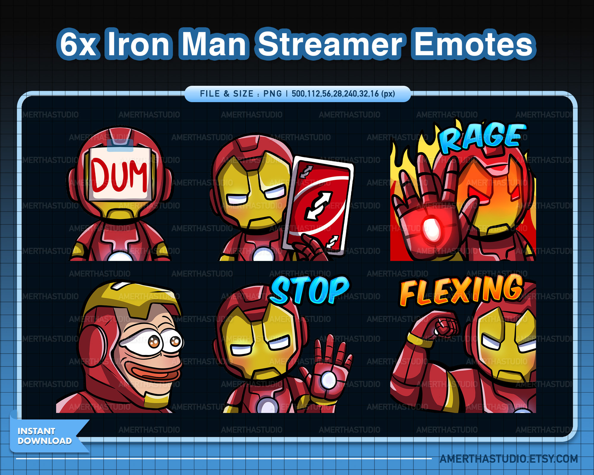 6x Iron Man Streamer Emotes Pack Kawaii Emotes Cute Emotes Twitch ...