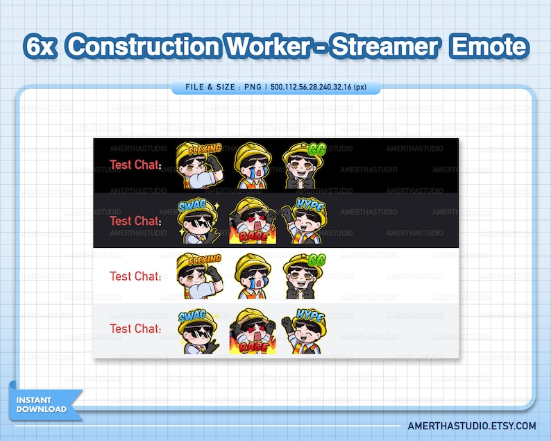 6x Construction Worker Twitch Emotes | Streamer Emote | Discord Emotes ...