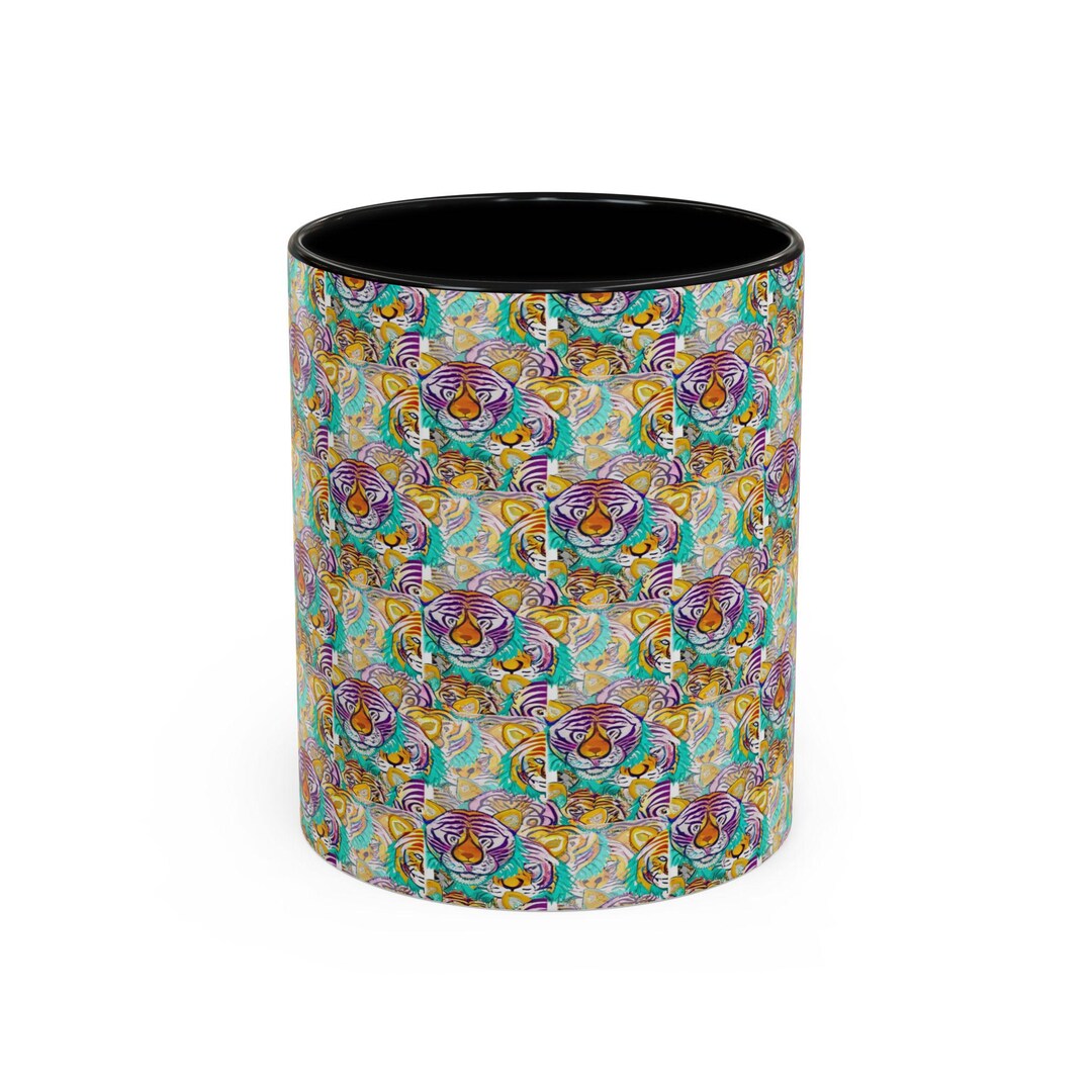 Perfect for the Bold and Edgy,tiger Mug, Colorful Tiger Pattern, Animal ...