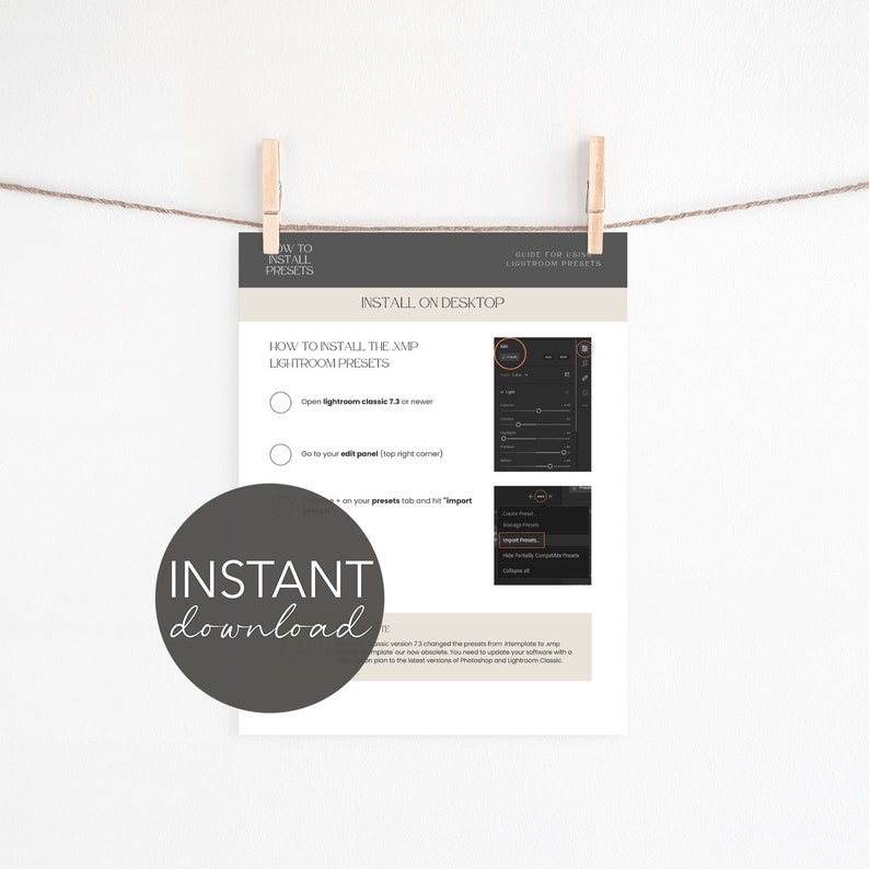 How to Install Lightroom Presets 3 Page PDF Guide | Commercial Use - Etsy