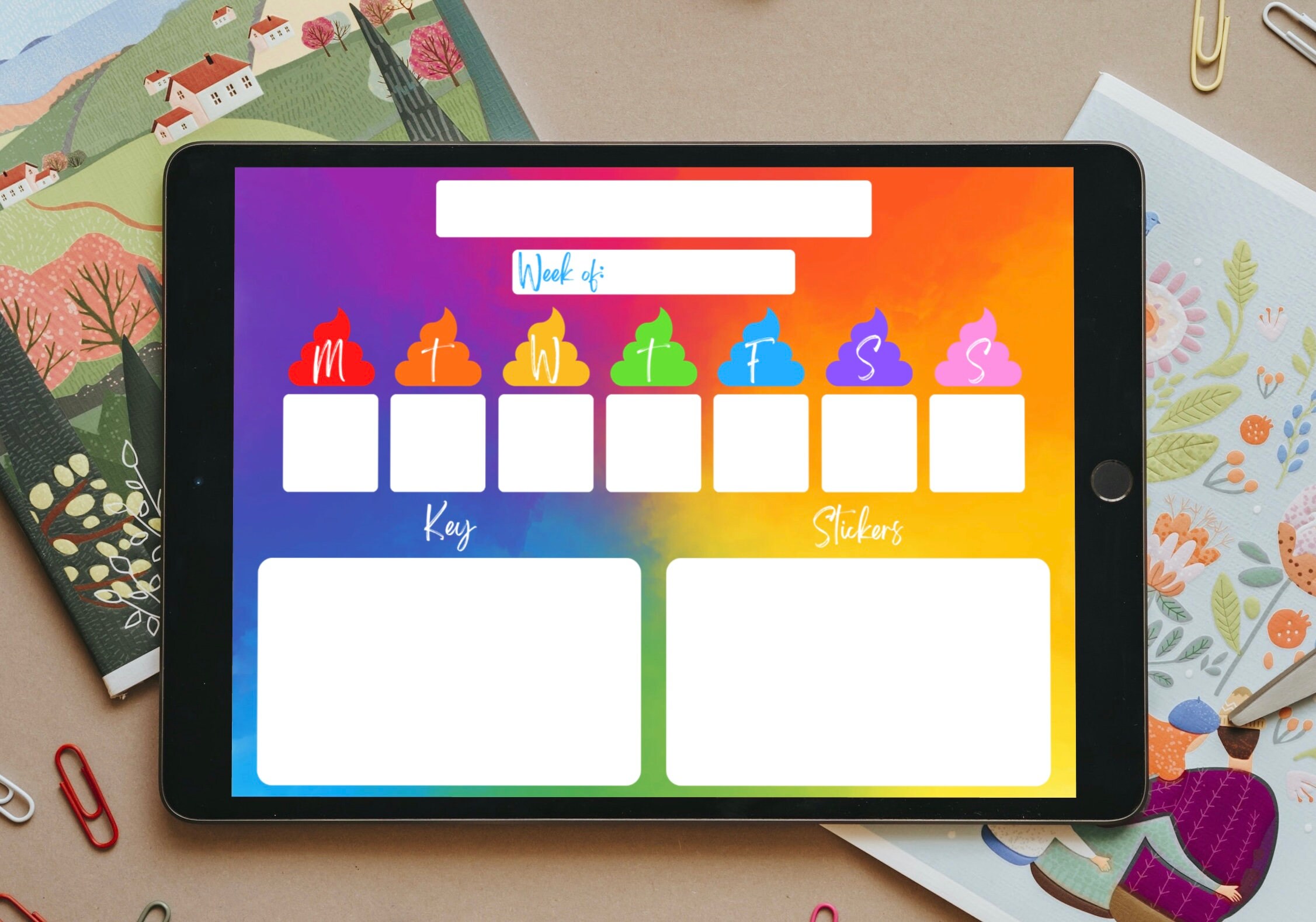 Pooping Chart | Funny BM Tracker for Kids | Goodnotes Weekly Sticker ...