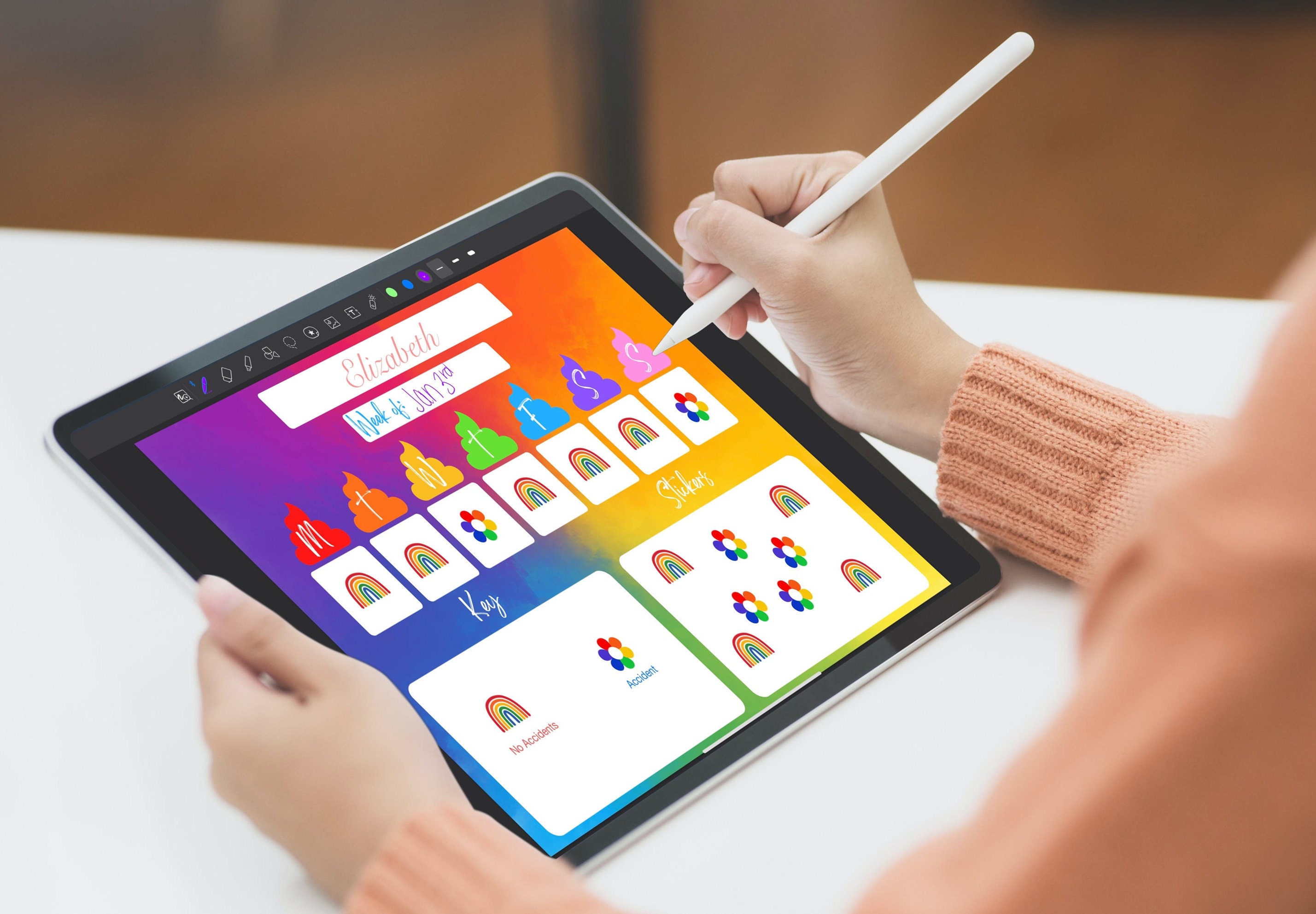 Pooping Chart | Funny BM Tracker for Kids | Goodnotes Weekly Sticker ...