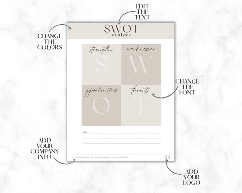 SWOT Analysis Worksheet | Editable Template | Commercial Use - Etsy