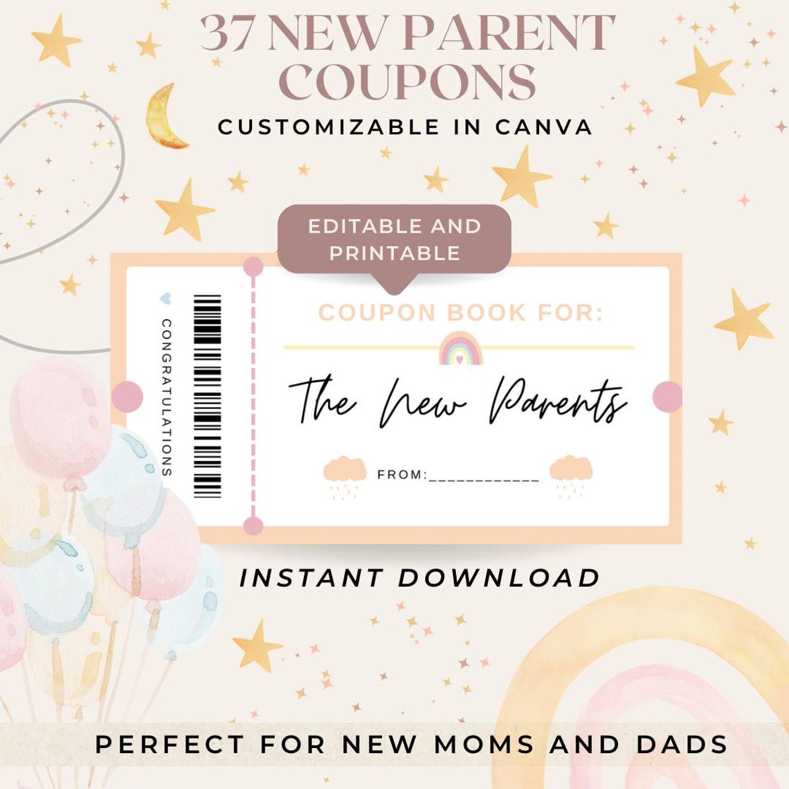 New Parent Coupon Book: Editable Baby Shower Gift (instant Download) - Etsy
