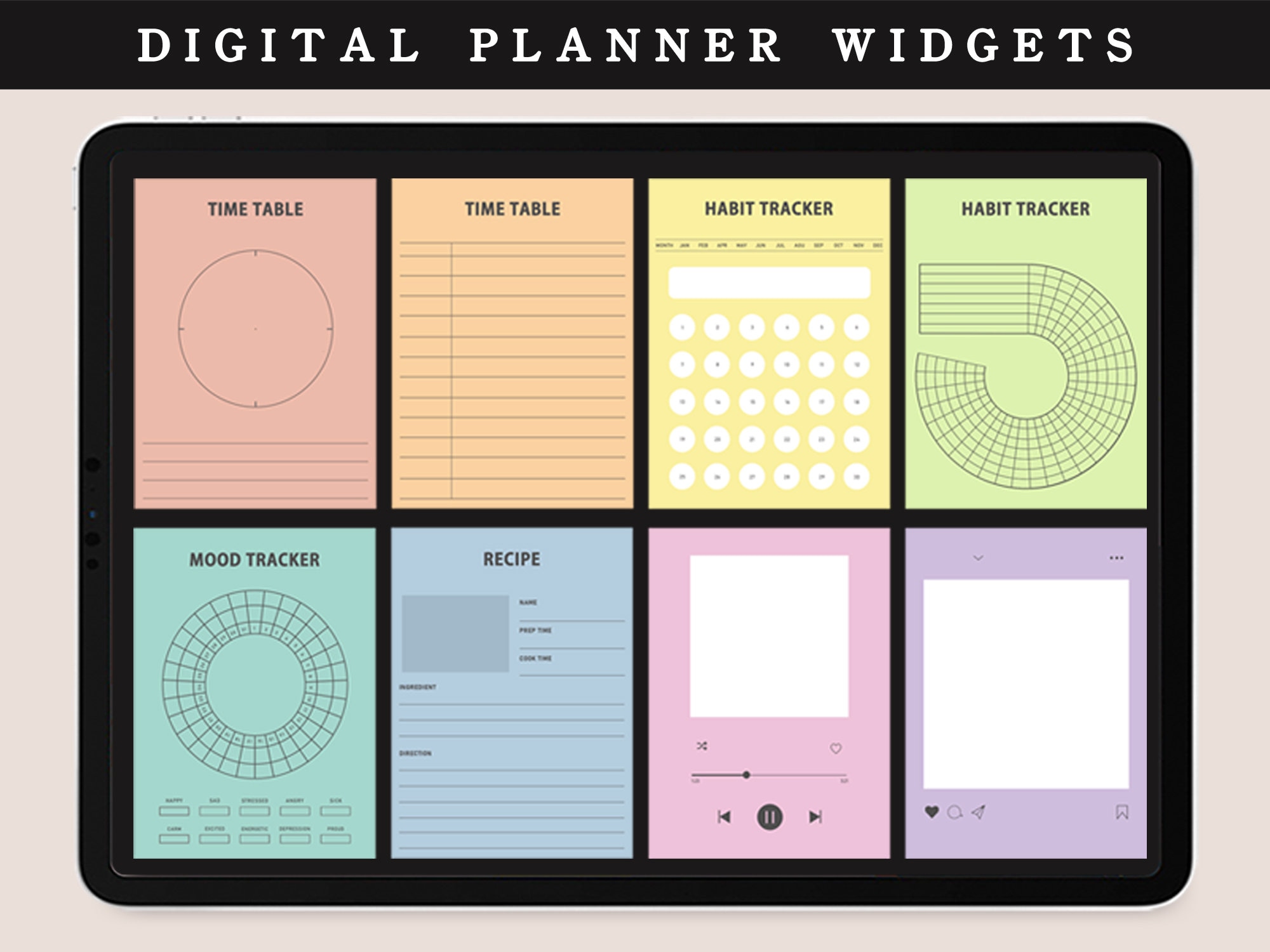 PLANNER WIDGETS Stickers, Daily Widget Stickers, Basic Theme Stickers ...