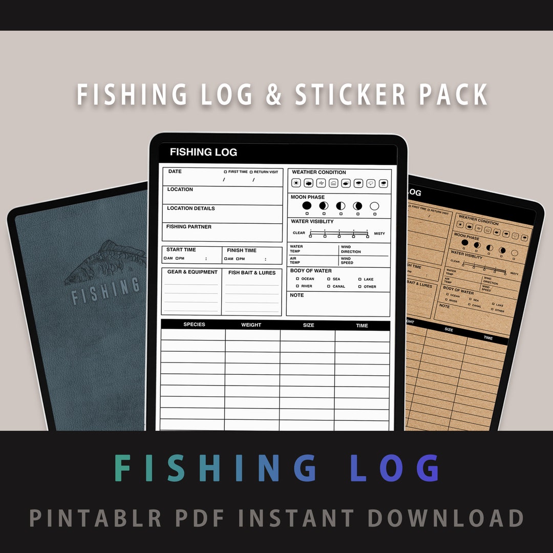 FISHING LOG, Digital Adventure Log,fish Pdf A4 Size, Dwonlod PDF, iPad ...