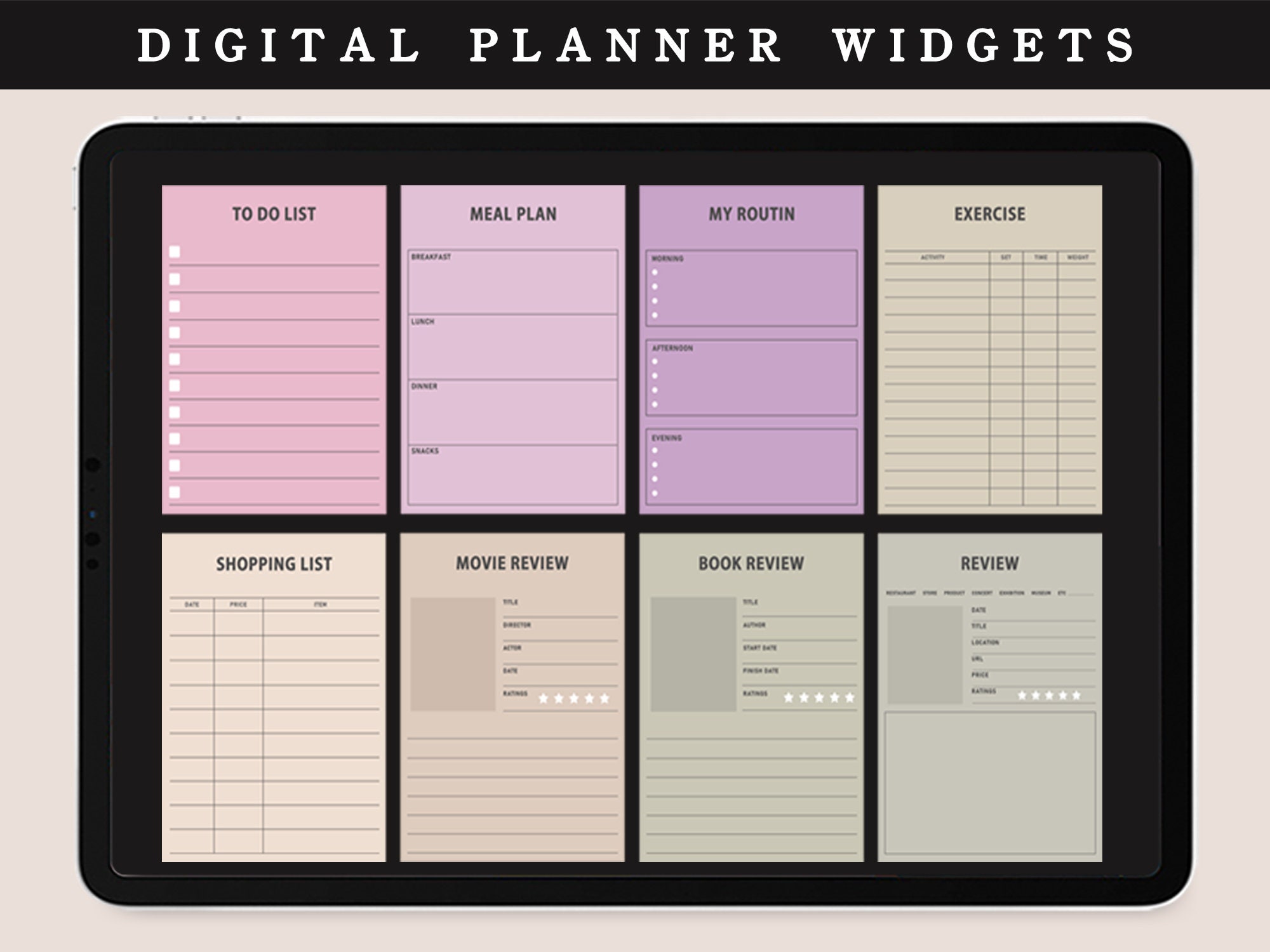PLANNER WIDGETS Stickers, Daily Widget Stickers, Basic Theme Stickers ...