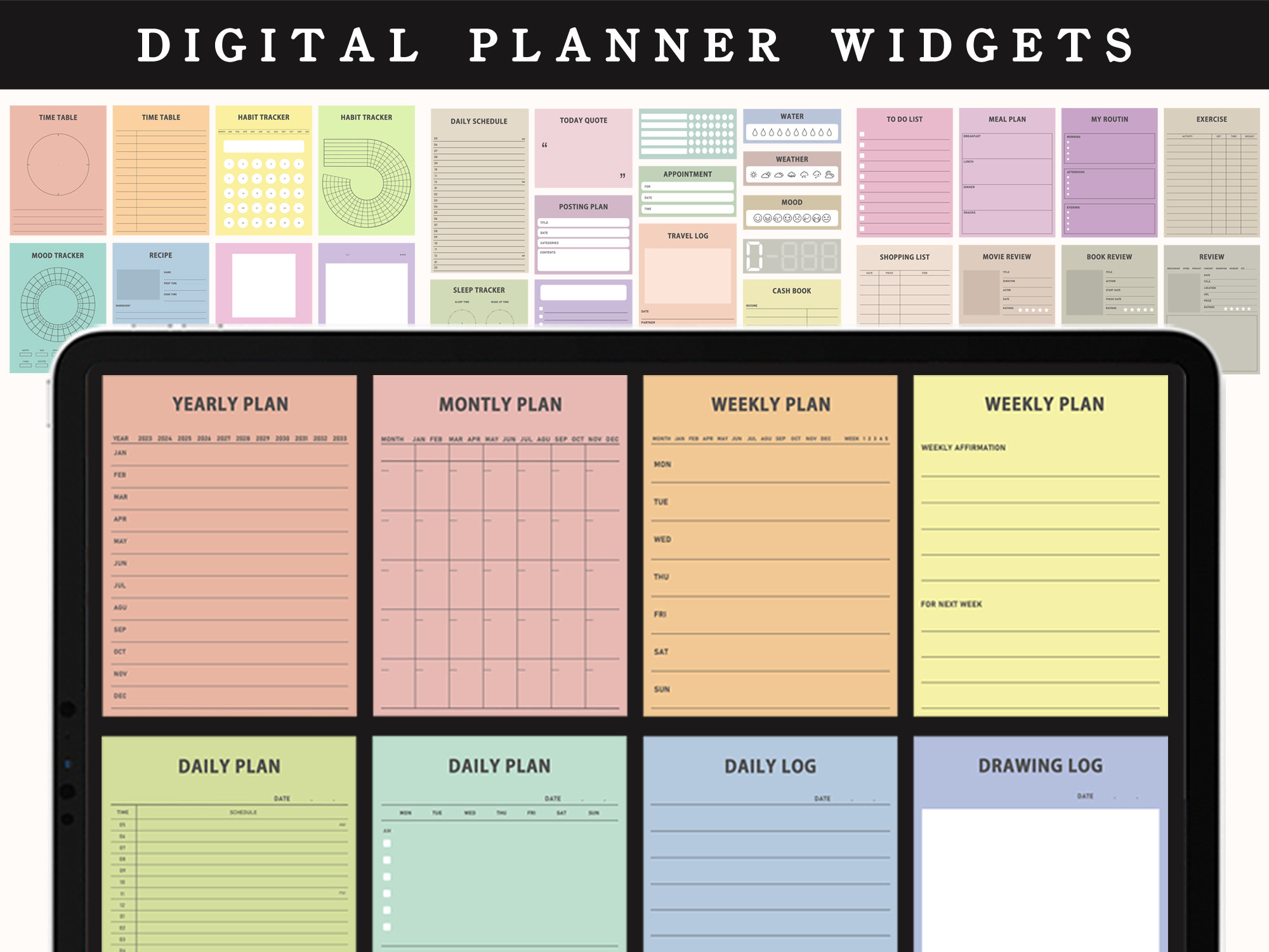 PLANNER WIDGETS Stickers, Daily Widget Stickers, Basic Theme Stickers ...