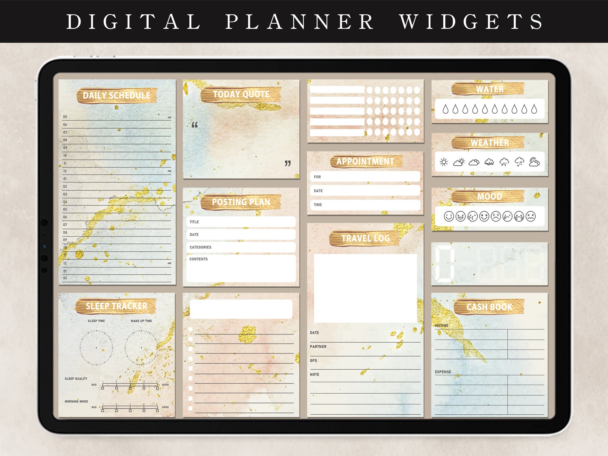 Watercolor Widgets Stickers, Daily Widget Stickers, Basic Theme ...