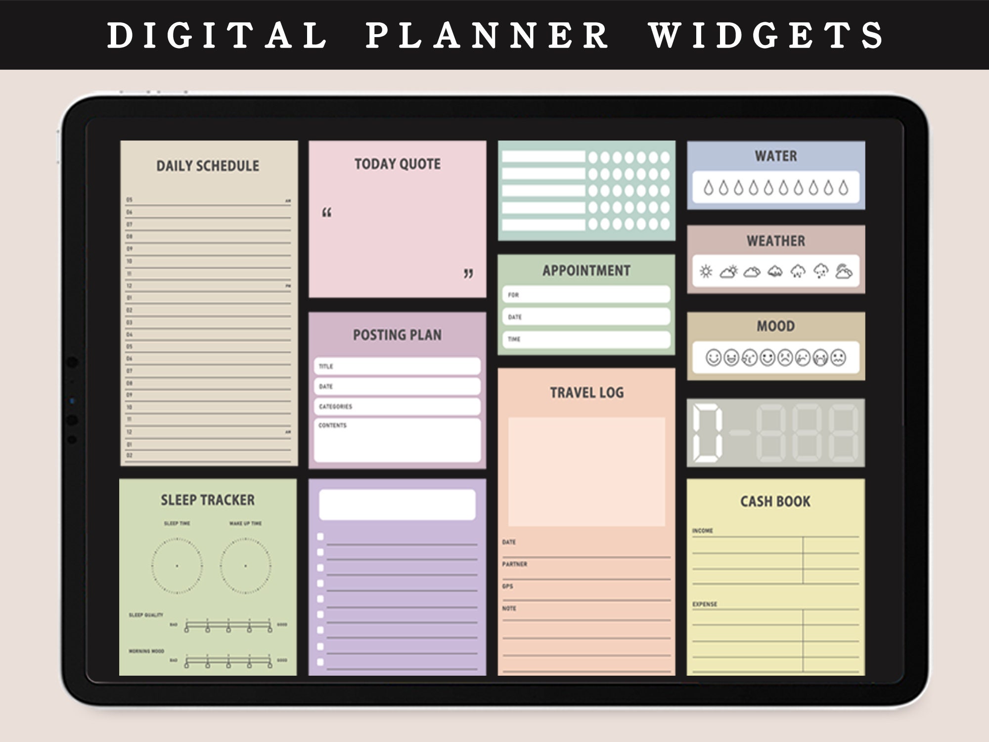 PLANNER WIDGETS Stickers, Daily Widget Stickers, Basic Theme Stickers ...