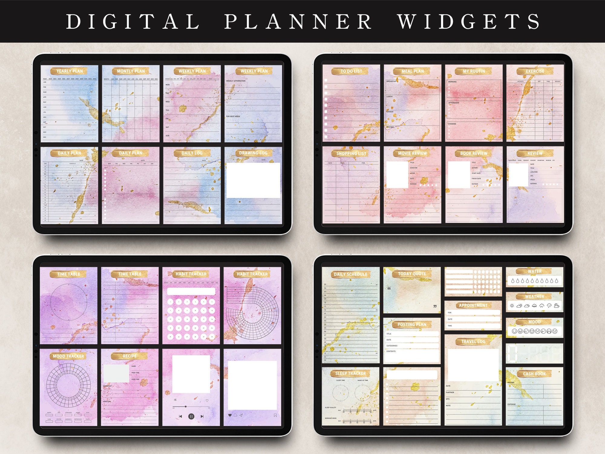 Watercolor Widgets Stickers, Daily Widget Stickers, Basic Theme ...