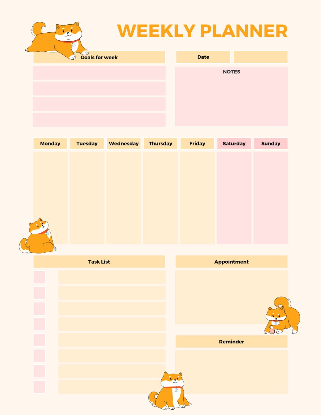 Cute Cat Weekly Planner - Etsy