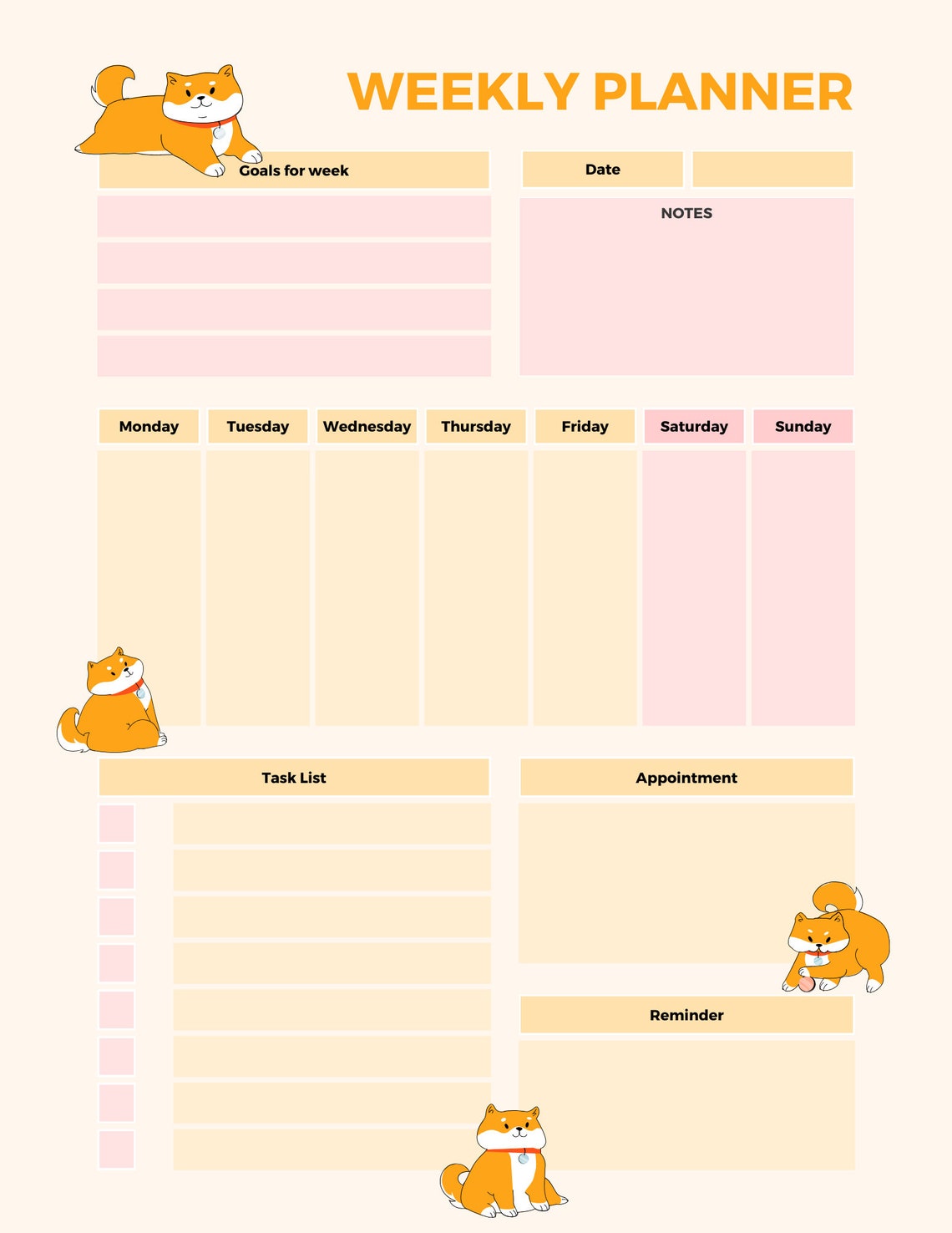 Cute Cat Weekly Planner - Etsy