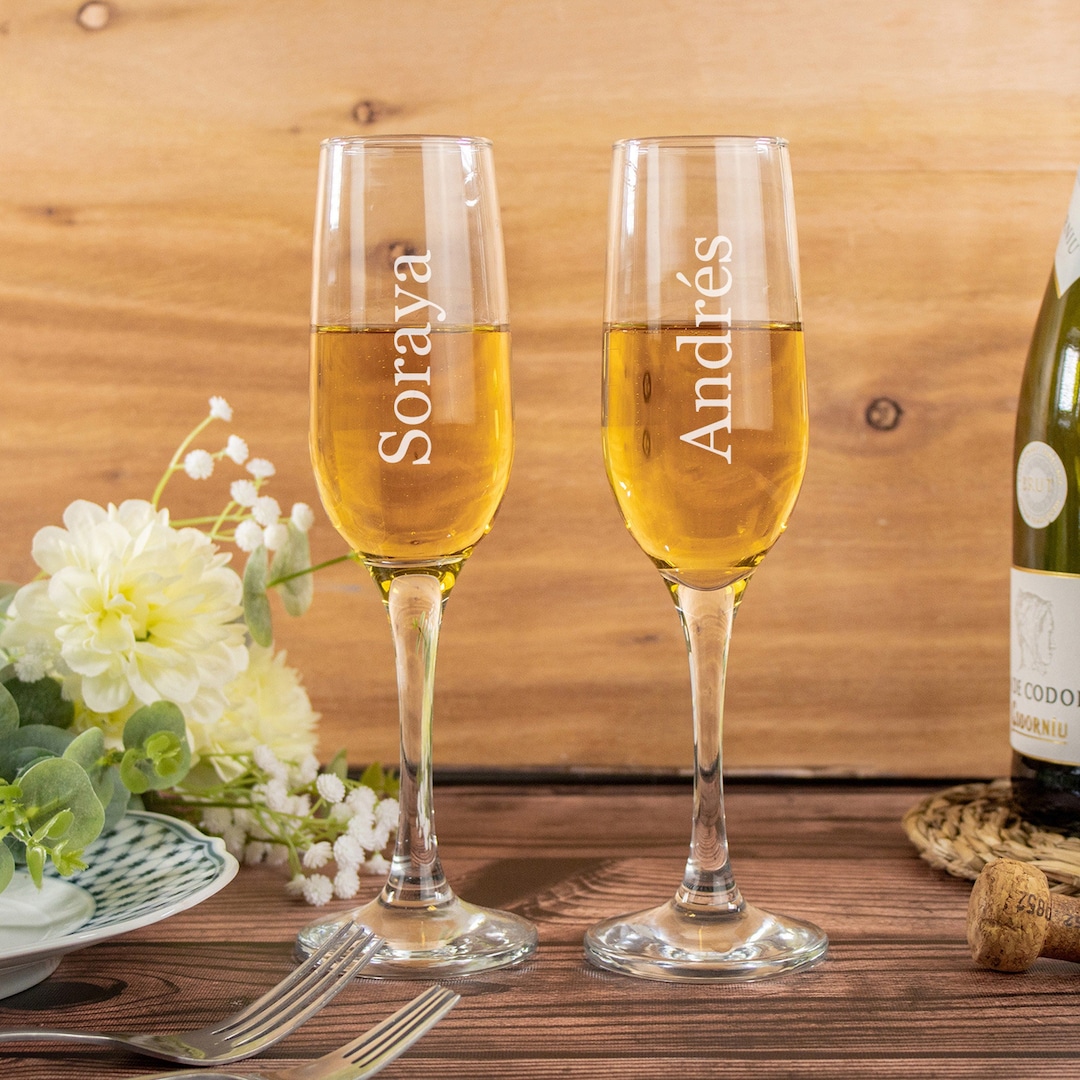 Pack 2 copas de champán Personalizadas con Nombres Para Personalizar ...