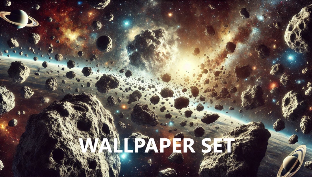 Space Asteroid Theme Digital Wallpaper Set - Set of 5 - Etsy