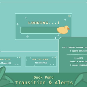 Duck Pond Animated Twitch Stream Pack: Kawaii Vtuber Overlays (digital ...