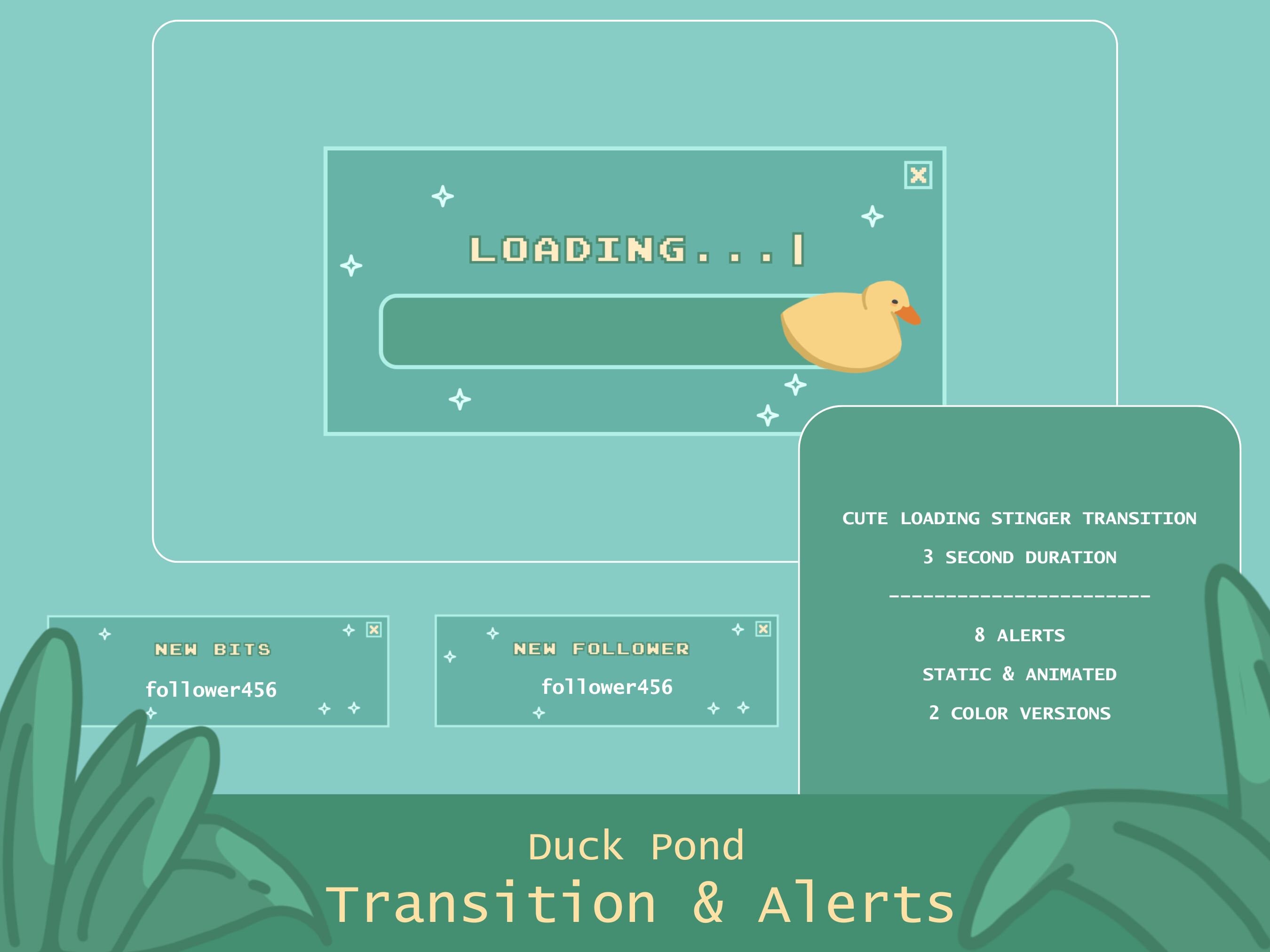 Duck Pond Animated Twitch Stream Pack: Kawaii Vtuber Overlays (digital ...