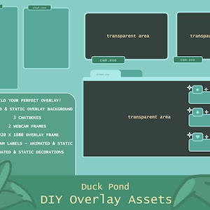 Duck Pond Animated Twitch Stream Pack: Kawaii Vtuber Overlays (digital ...
