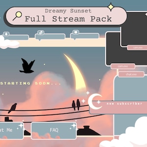 Dreamy Sunset Stream Pack | Animated Overlays, Transitions, Alerts ...